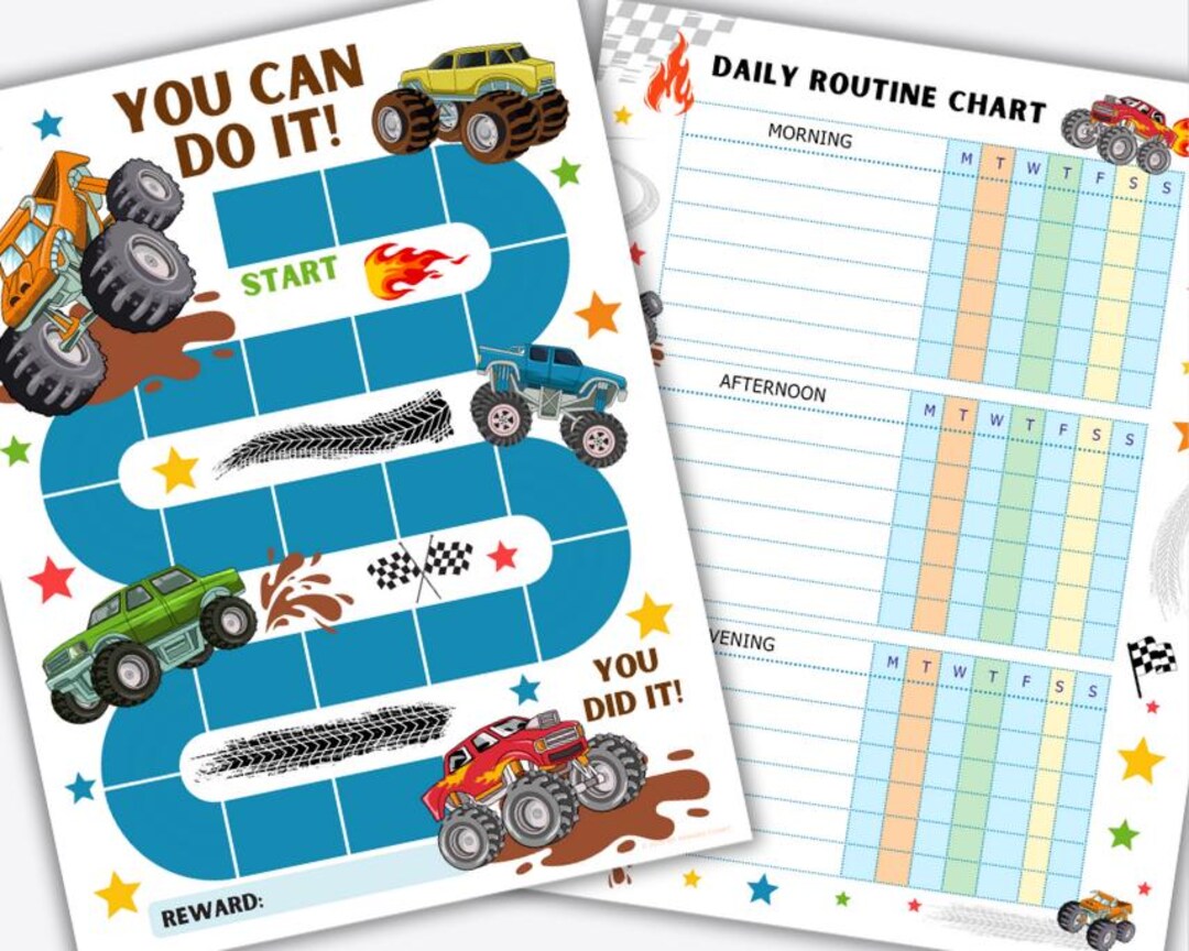 Monster Truck Reward Chart Bundle: Tagesablauf & Verhaltens-Tracker ...