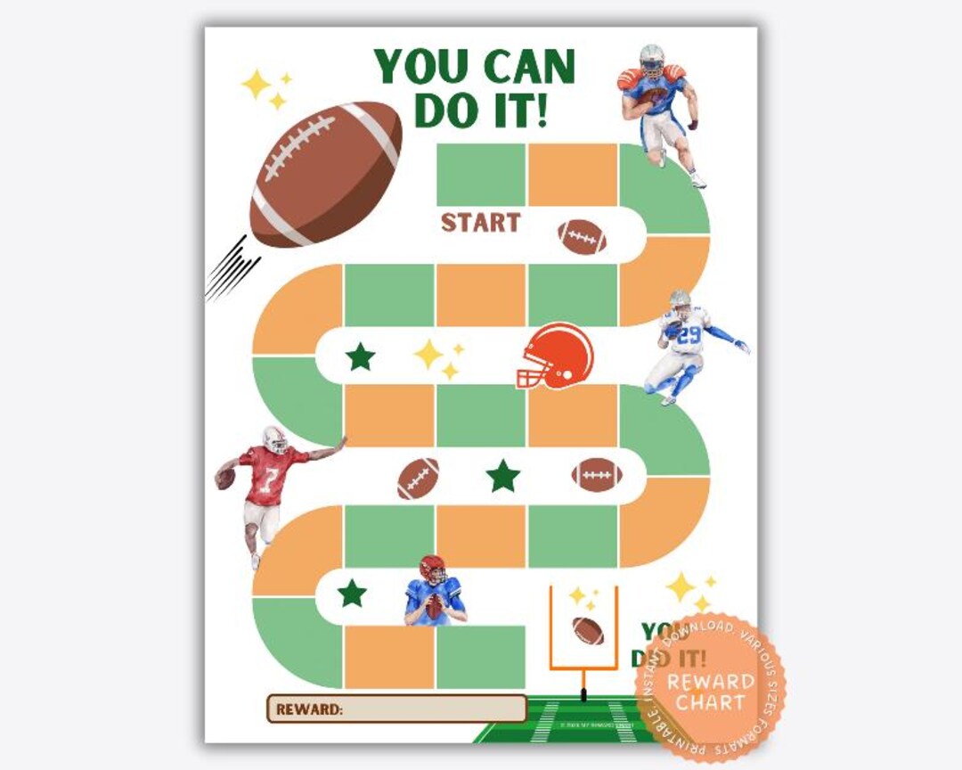 Football Reward Chart: Kids Behavior & Potty Training Tracker (PDF, PNG ...