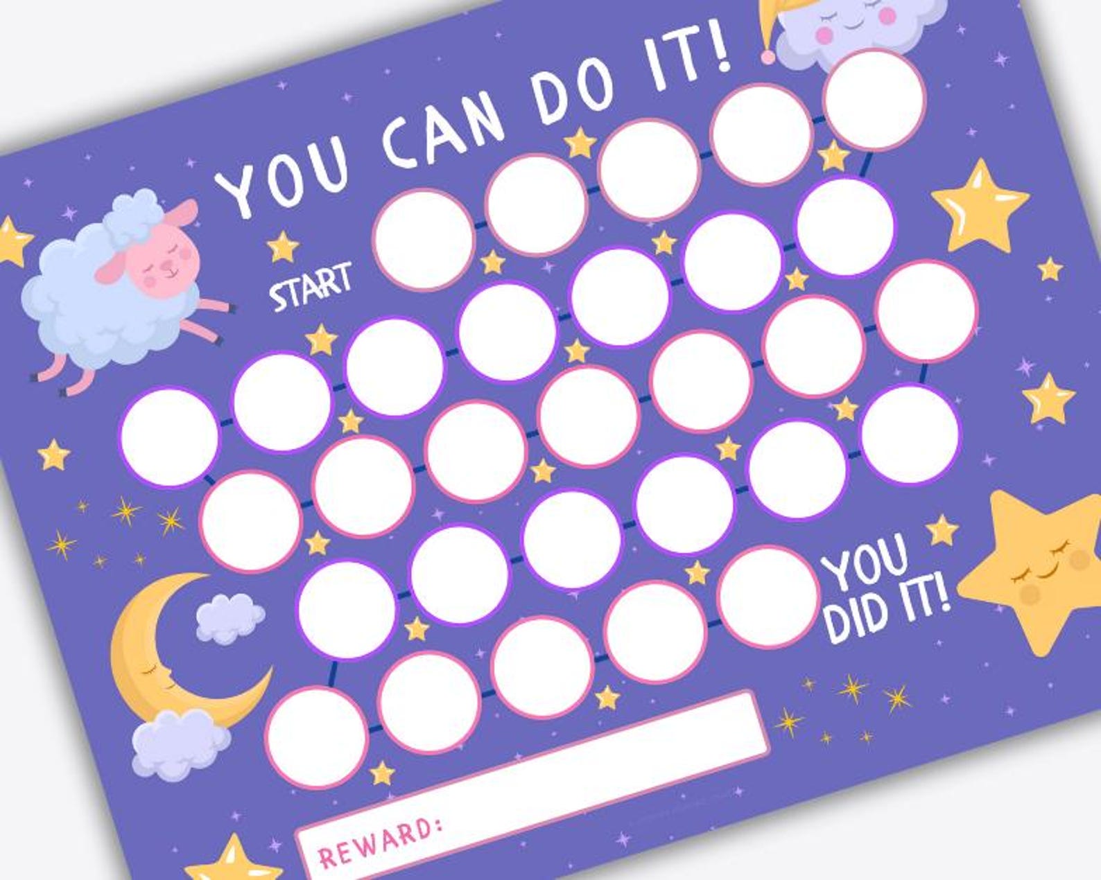 Printable Night Reward Chart, Sleep Sticker Chart, Bedtime Reward Chart ...
