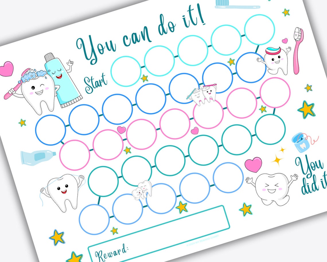 Brush Your Teeth Reward Chart, Printable Kids Reward Chart, Teeth ...