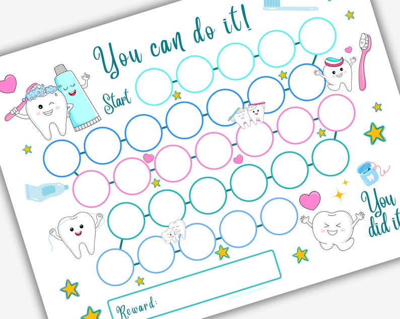 Brush Your Teeth Reward Chart, Printable Kids Reward Chart, Teeth ...
