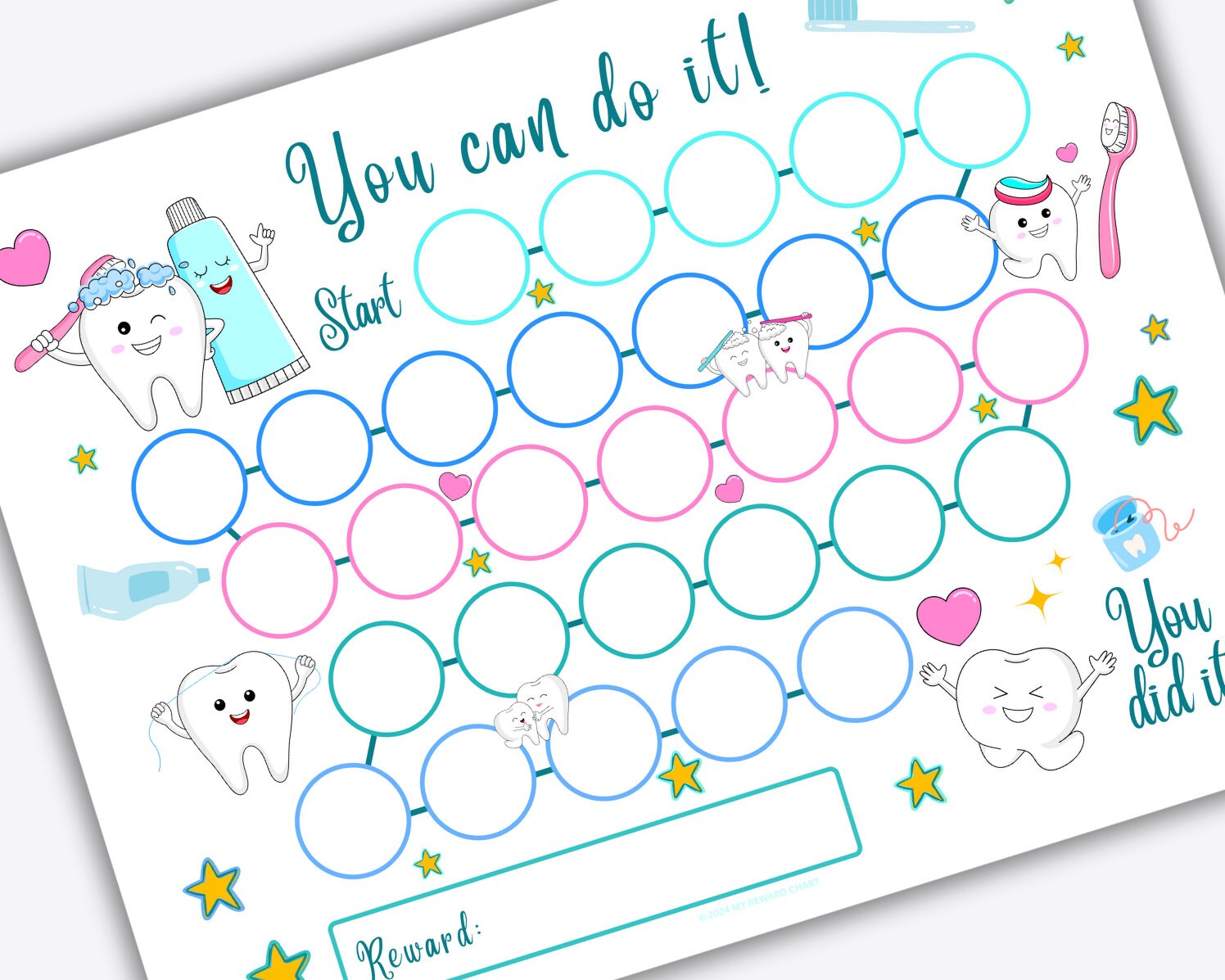 Brush Your Teeth Reward Chart, Printable Kids Reward Chart, Teeth ...