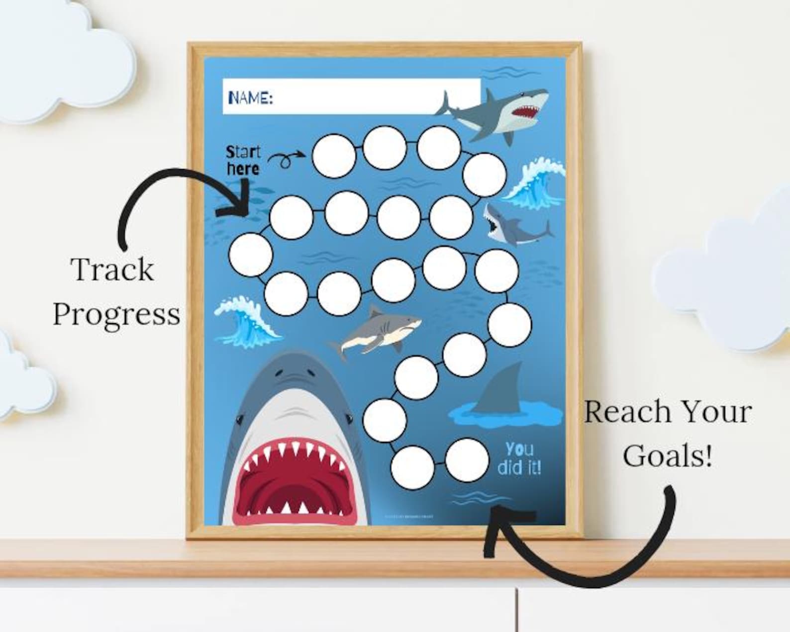 Shark Reward Chart: Kids Behavior & Potty Training (printable Download ...