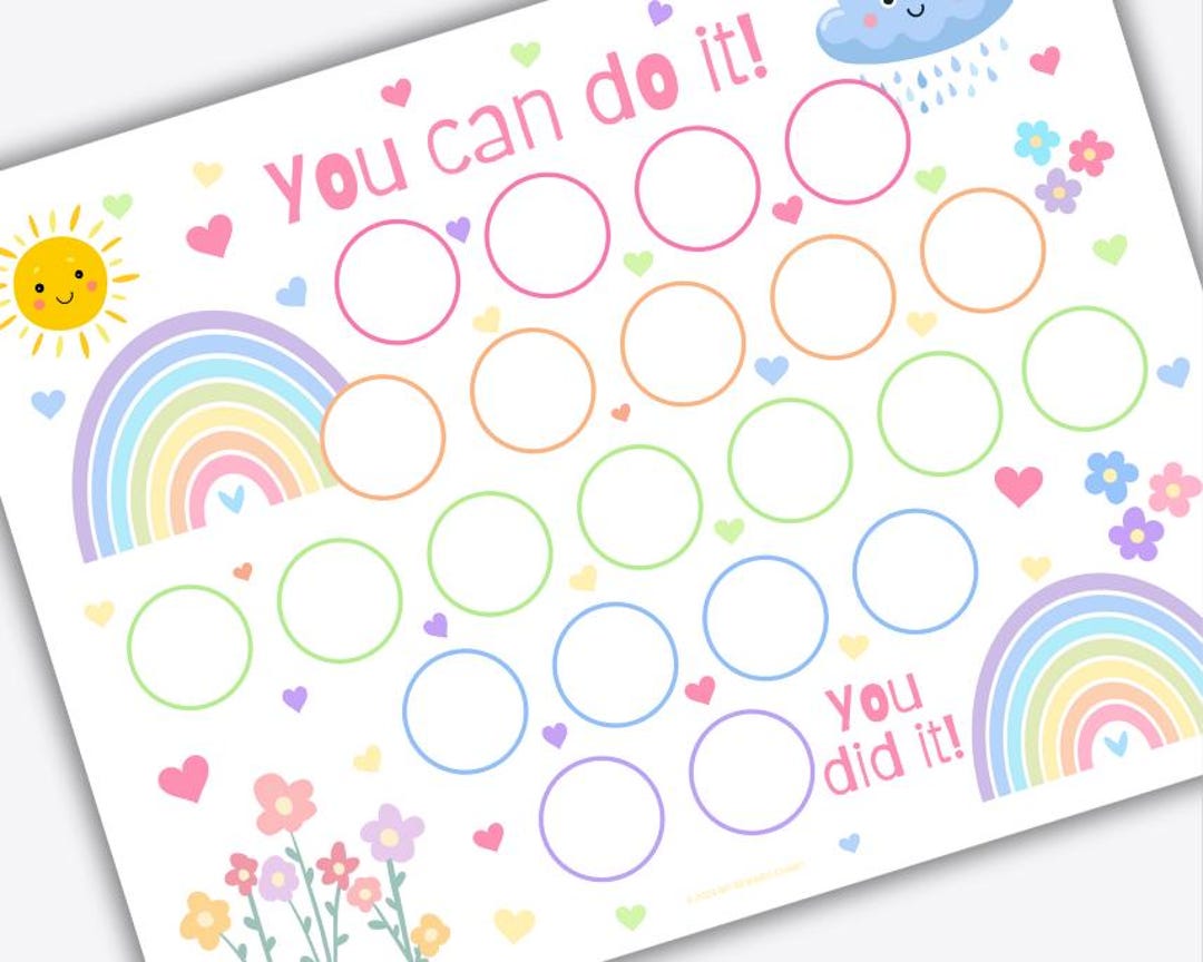 Rainbow Reward Chart, Potty Training Chart Download, Printable Reward ...