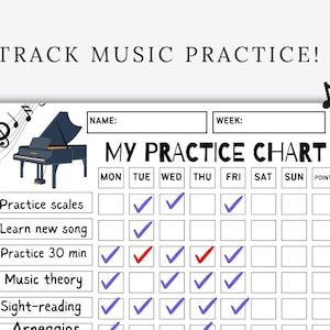 Printable Piano Practice Reward Chart, Piano Practice Chart, Reward ...