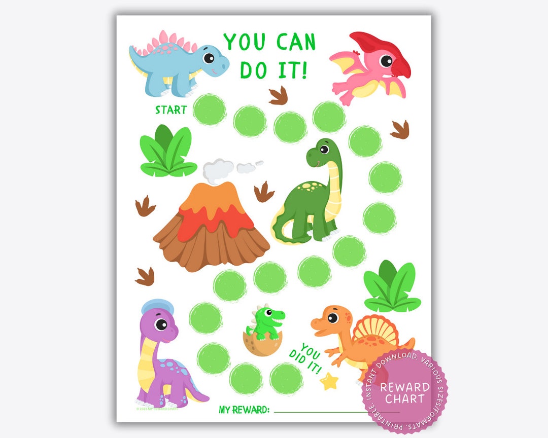 Dinosaur Reward Chart, Dino Potty Training Chart for Toddlers, Boys ...