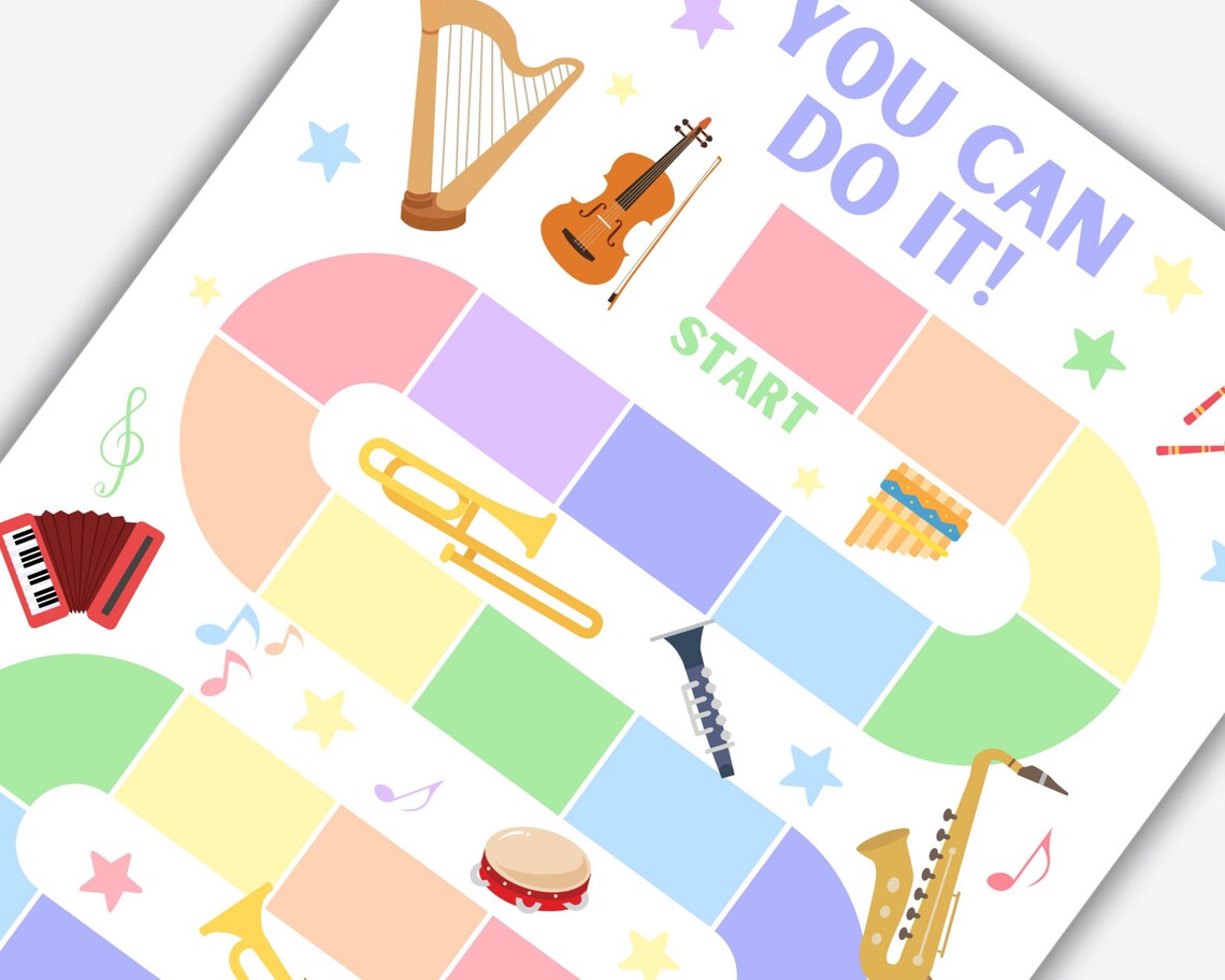 Printable Music Practice Chart, Rainbow Music Practice Chart, Kids ...