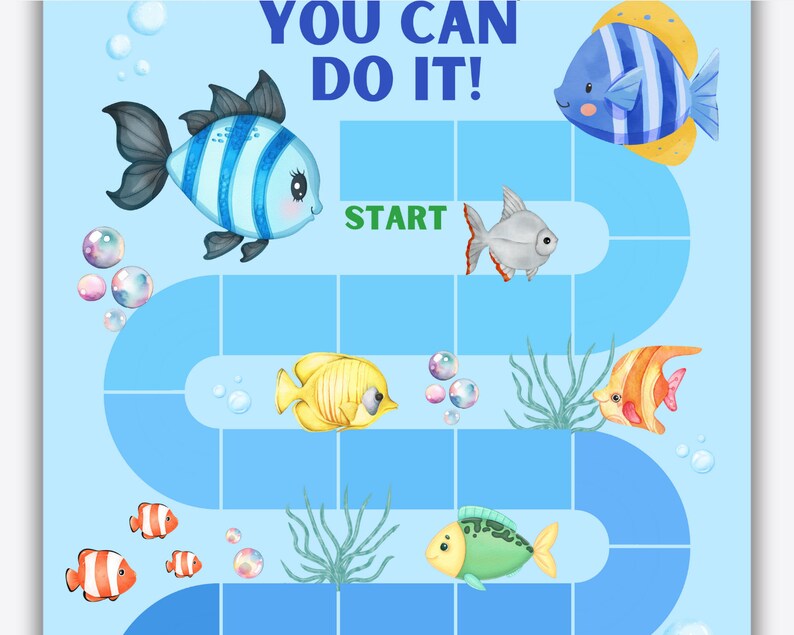 Fish Reward Chart Kids Printable, Ocean Sticker Chart, Sea Creature ...