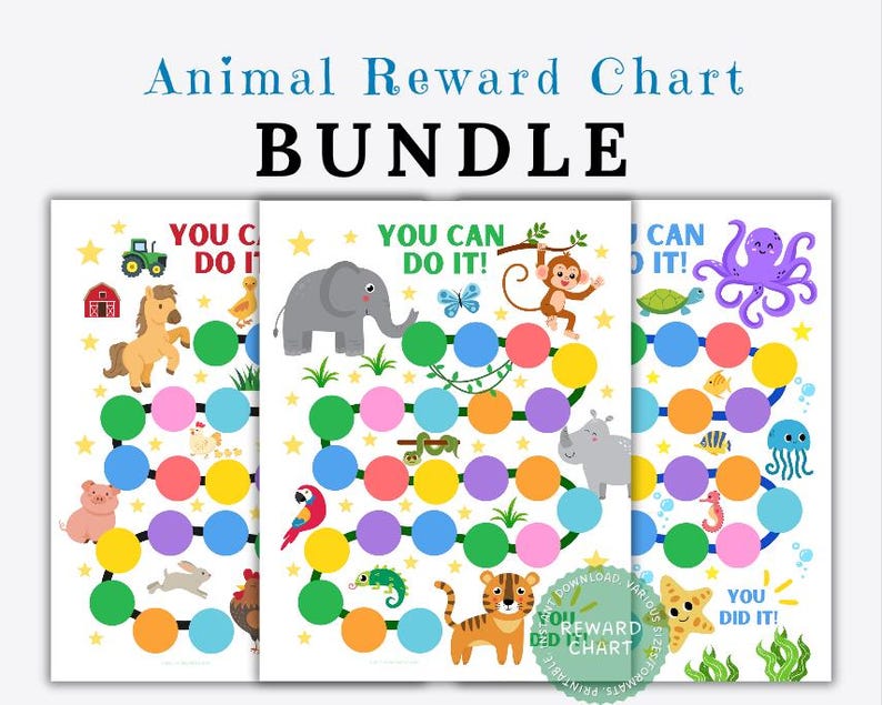 Animal Theme Reward Chart Bundle, Zoo Sticker Chart, Potty Training ...