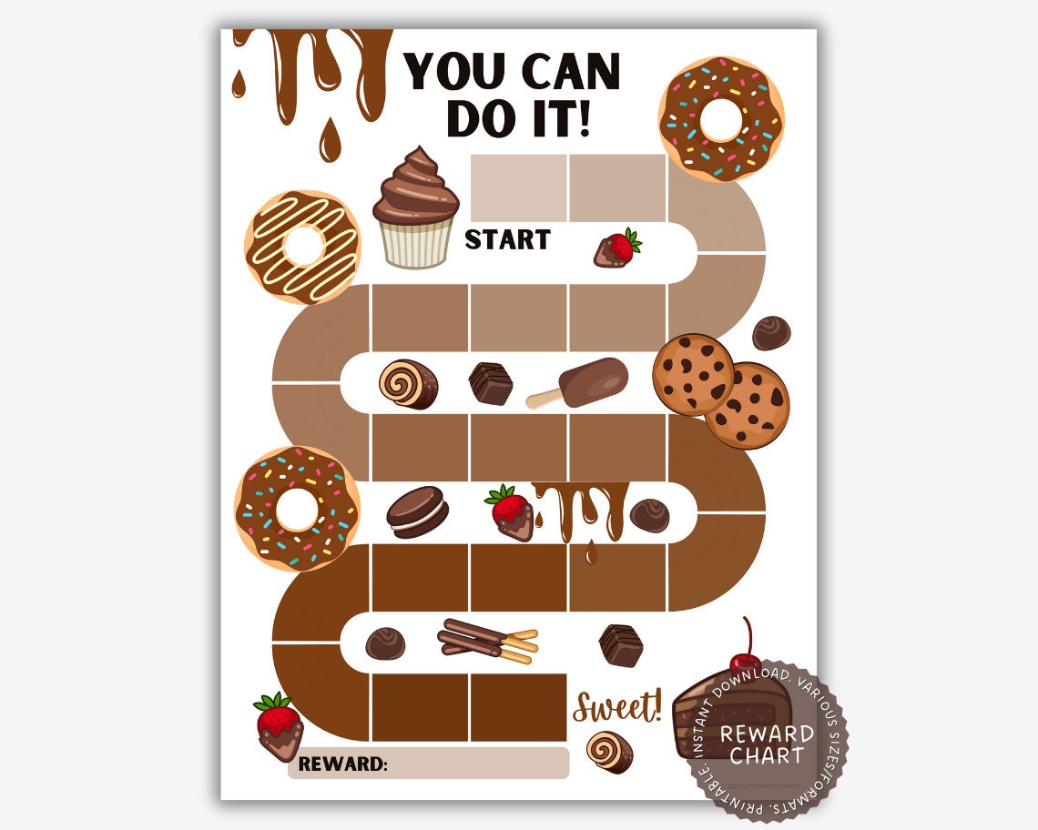 Chocolate Reward Chart, Candy Sticker Chart, Cute Holiday Potty ...