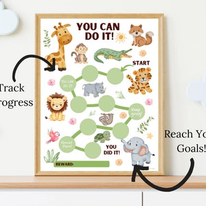 Printable Zoo Reward Chart for Kids, Jungle Potty Training Chart for ...