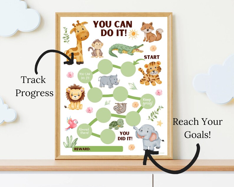 Printable Zoo Reward Chart for Kids, Jungle Potty Training Chart for ...