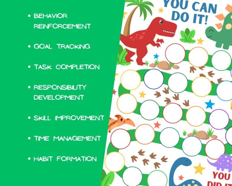 Dinosaur Reward Chart, Sticker Chart for Toddler Boy, Dino Reward Chart ...