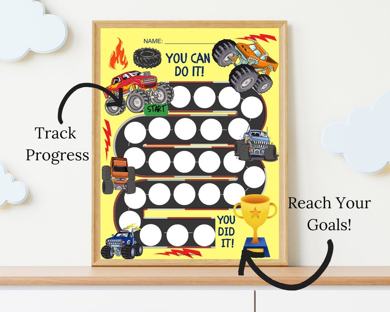 Printable Monster Truck Reward, Potty Training Chart for Boys - Sticker ...