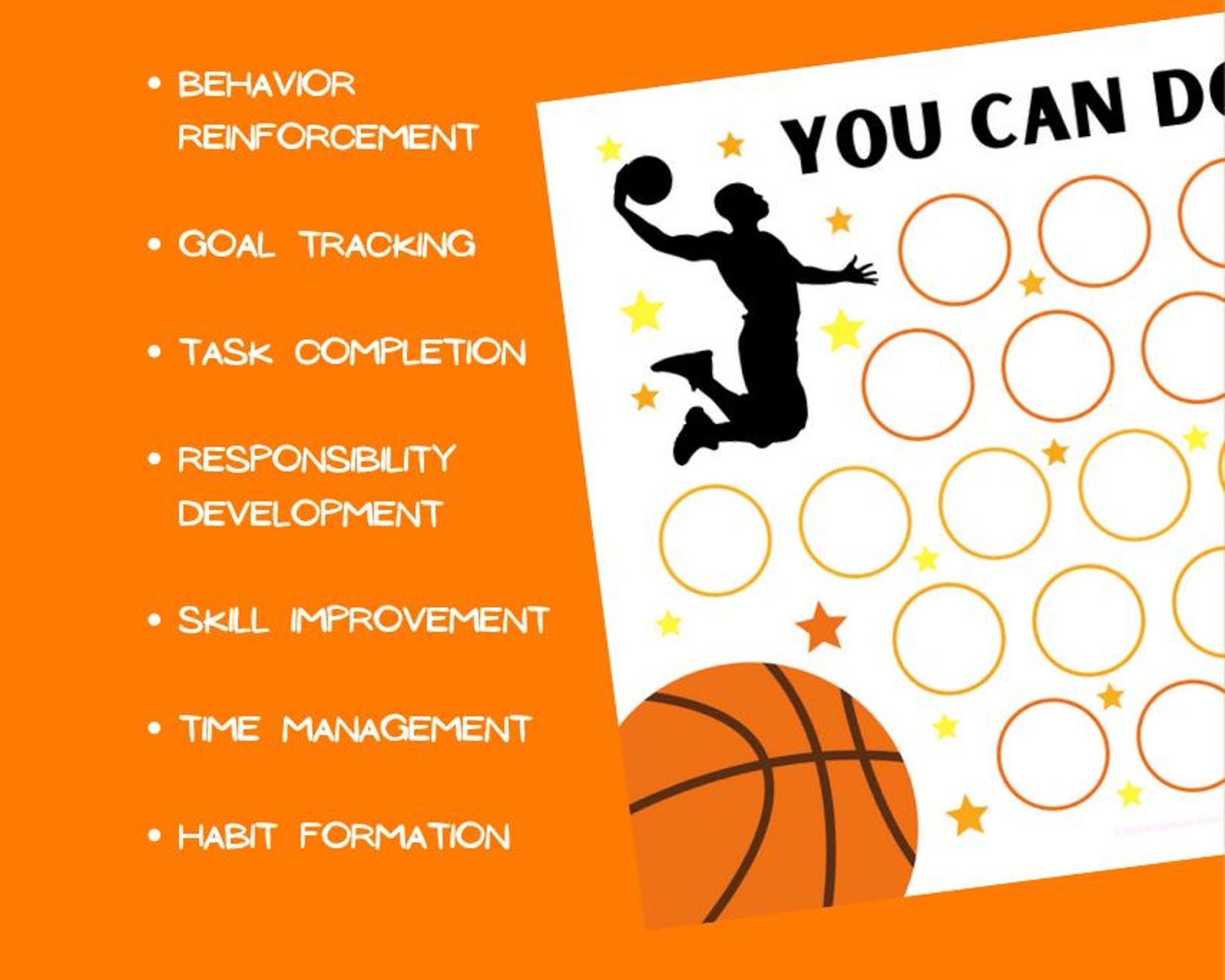Basketball Reward Chart: Kids Behavior & Potty Training (PDF, PNG, JPG ...