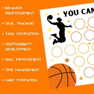 Basketball Reward Chart: Kids Behavior & Potty Training (PDF, PNG, JPG ...