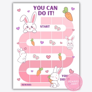 Bunny Reward Chart Printable Kids Reward Chart, Girls Sticker Chart ...