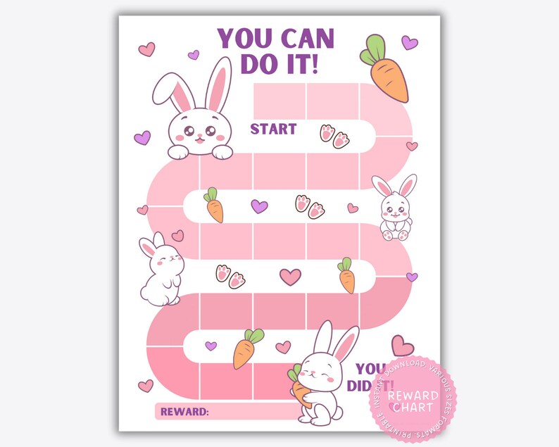 Bunny Reward Chart Printable Kids Reward Chart, Girls Sticker Chart ...