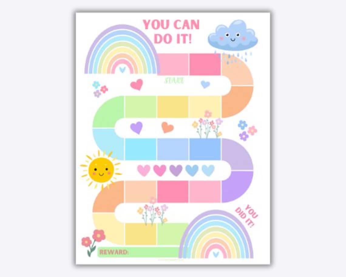 Rainbow Reward Chart, Potty Training Chart Download, Printable Reward ...