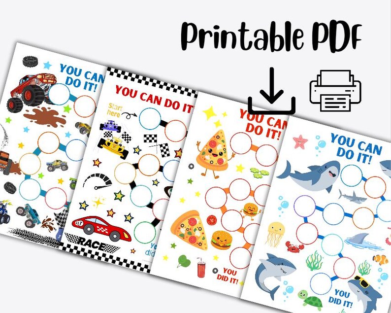 Boys Reward Chart Bundle – Printable Sticker Charts for Boys, Behavior ...
