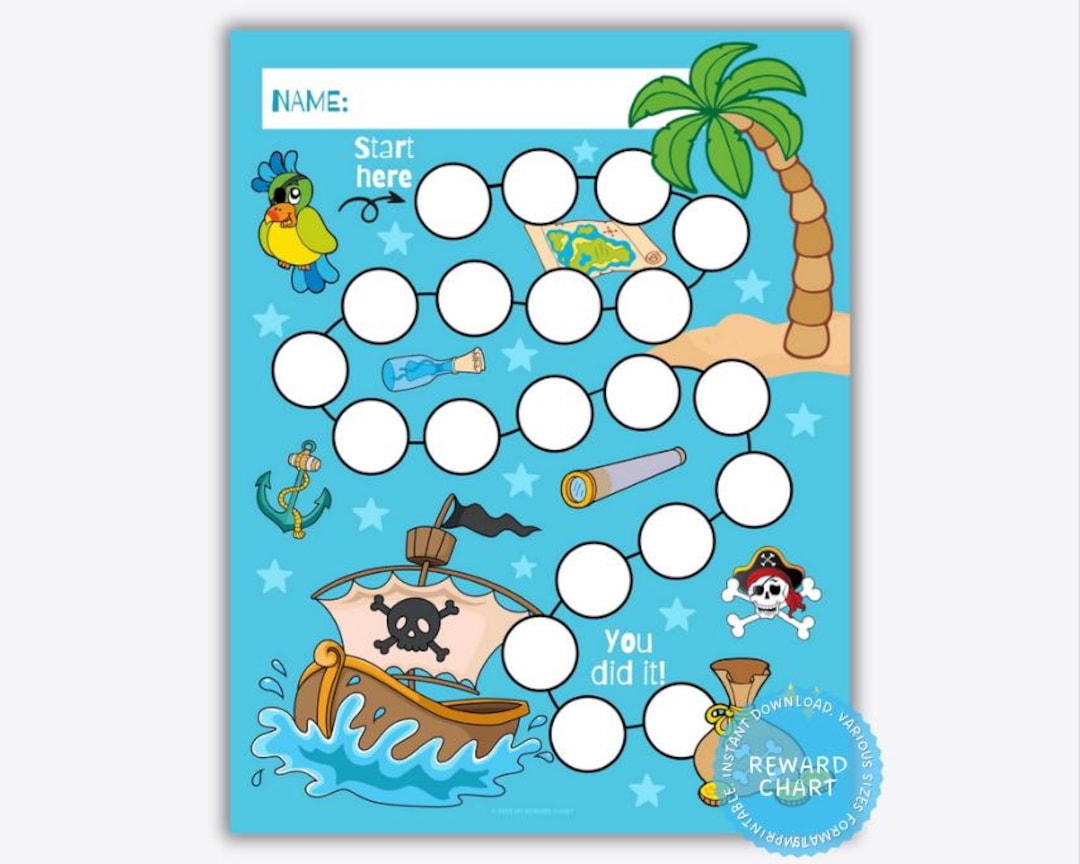Printable Pirate Reward Chart for Boys: Kids Behavior Tracker (PDF) - Etsy