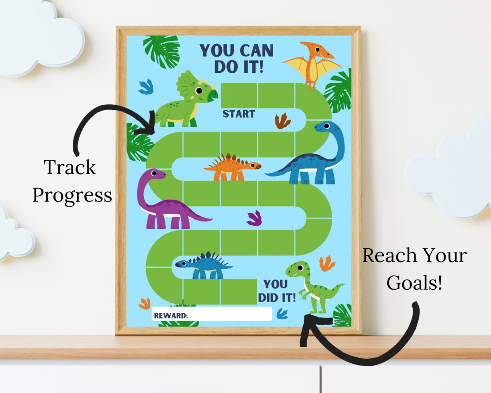 Dinosaur Potty Training Chart for Toddlers – Dino Sticker Reward Chart ...