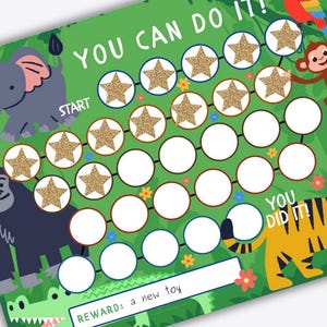 Printable Jungle Reward Chart, Zoo Reward Chart, Sticker Chart, Potty ...