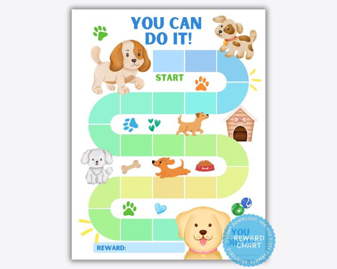 Puppy Dog Reward Chart - Kids Printable Potty Training Sticker Chart ...