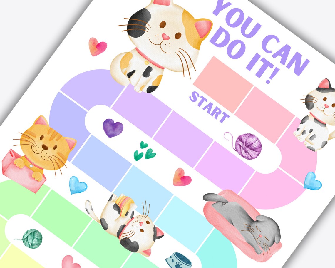 Printable Cat Reward Chart, Potty Training Chart, Kids Reward Chart ...