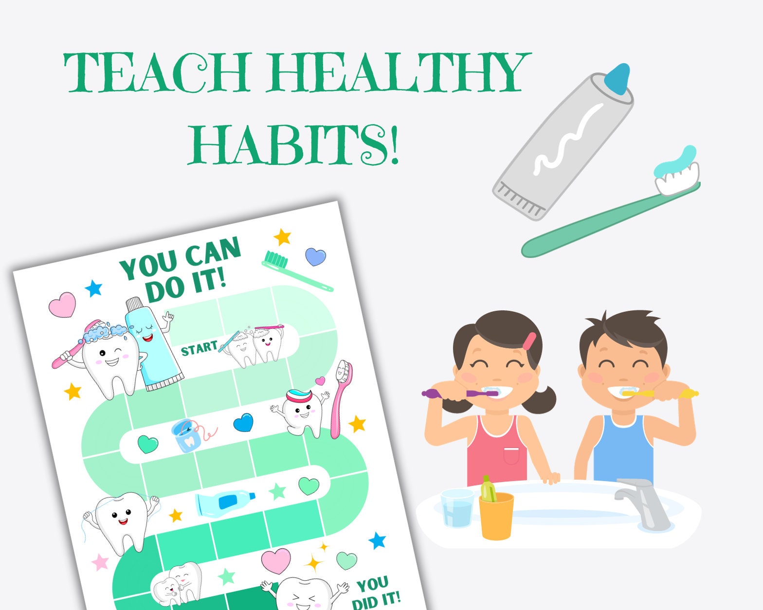 Reward Chart, Brush Your Teeth Reward Chart, Kids Reward Chart, Teeth ...