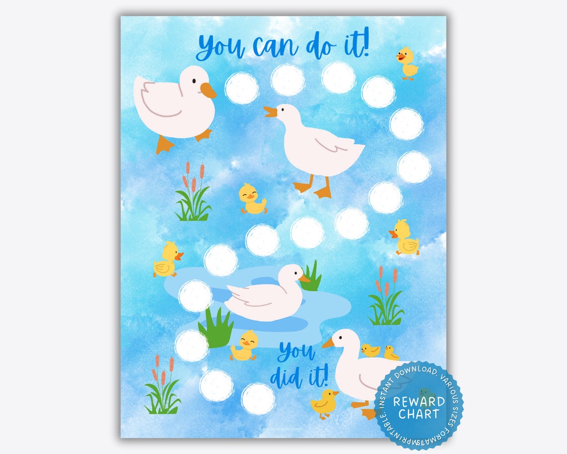Duck Reward Chart Printable: Kids Potty Training, Chore Chart (PDF) - Etsy