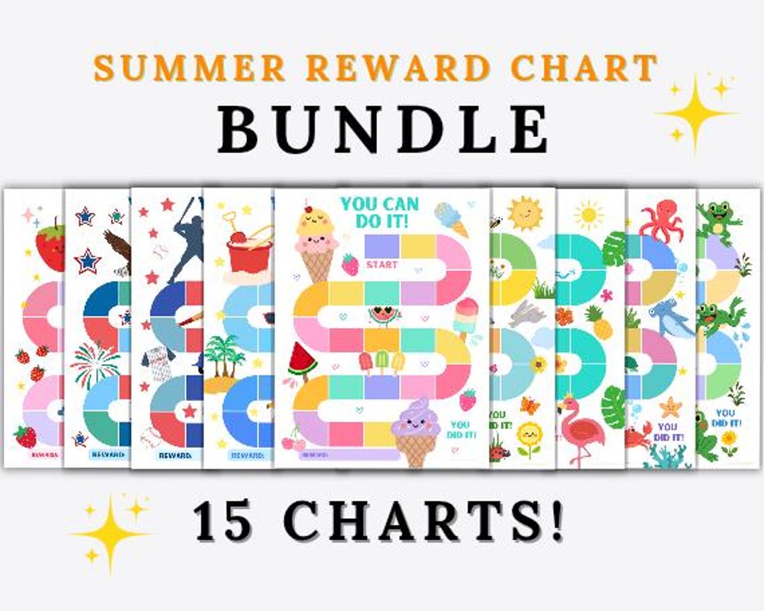 15 Summer Reward Chart Bundle Printable PDF Kids Behavior Charts Beach ...