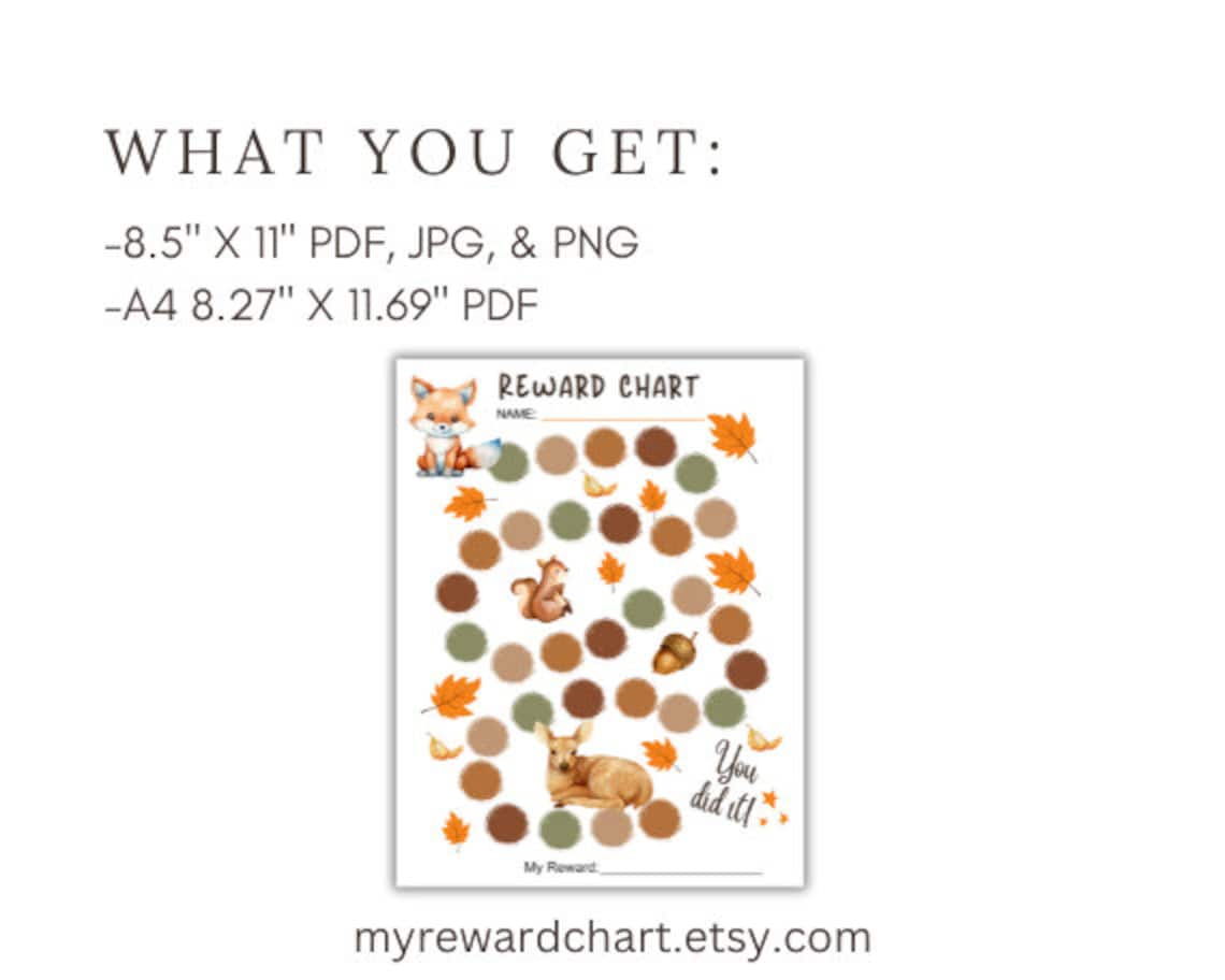 Fall Reward Chart for Kids Forest Animals Reward Chart - Etsy