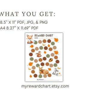 Fall Reward Chart for Kids Forest Animals Reward Chart - Etsy
