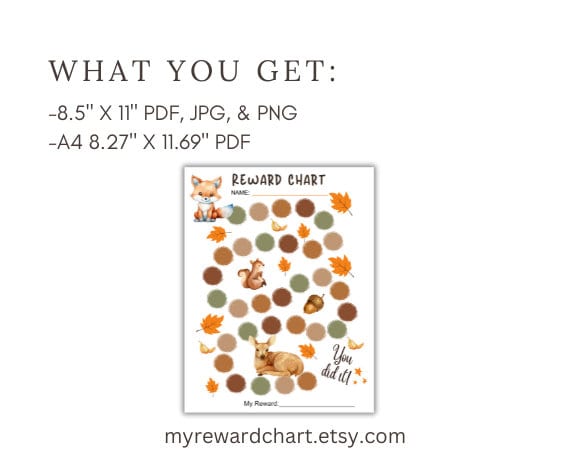 Fall Reward Chart for Kids Forest Animals Reward Chart - Etsy
