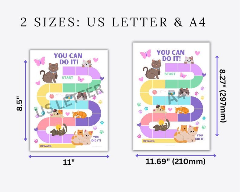 Kitty Cat Reward Chart: Kids Behavior, Potty Training (PDF, JPG, PNG ...