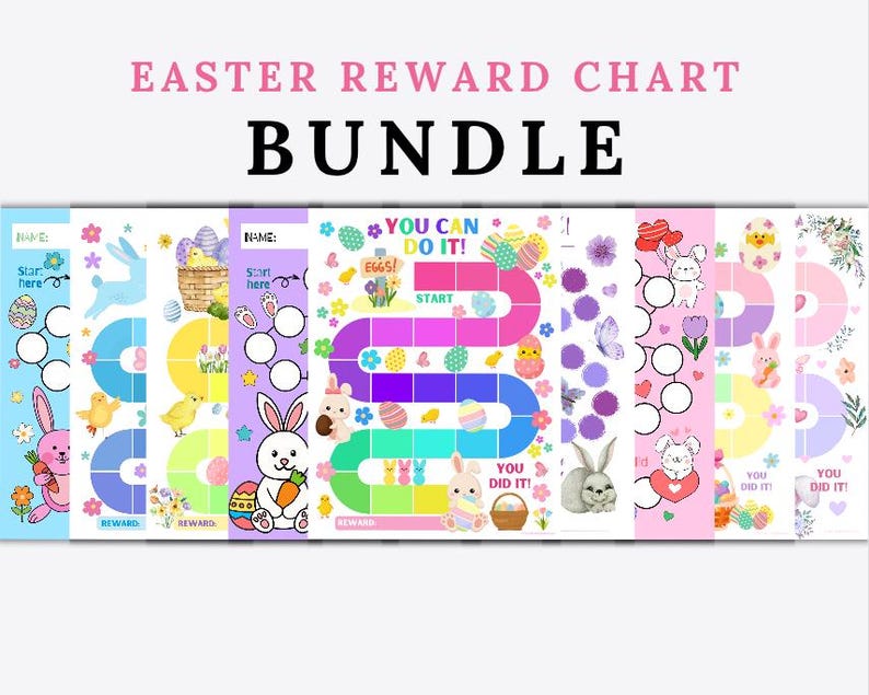 Printable Easter Reward Chart Bundle Kids Sticker Chart Spring ...