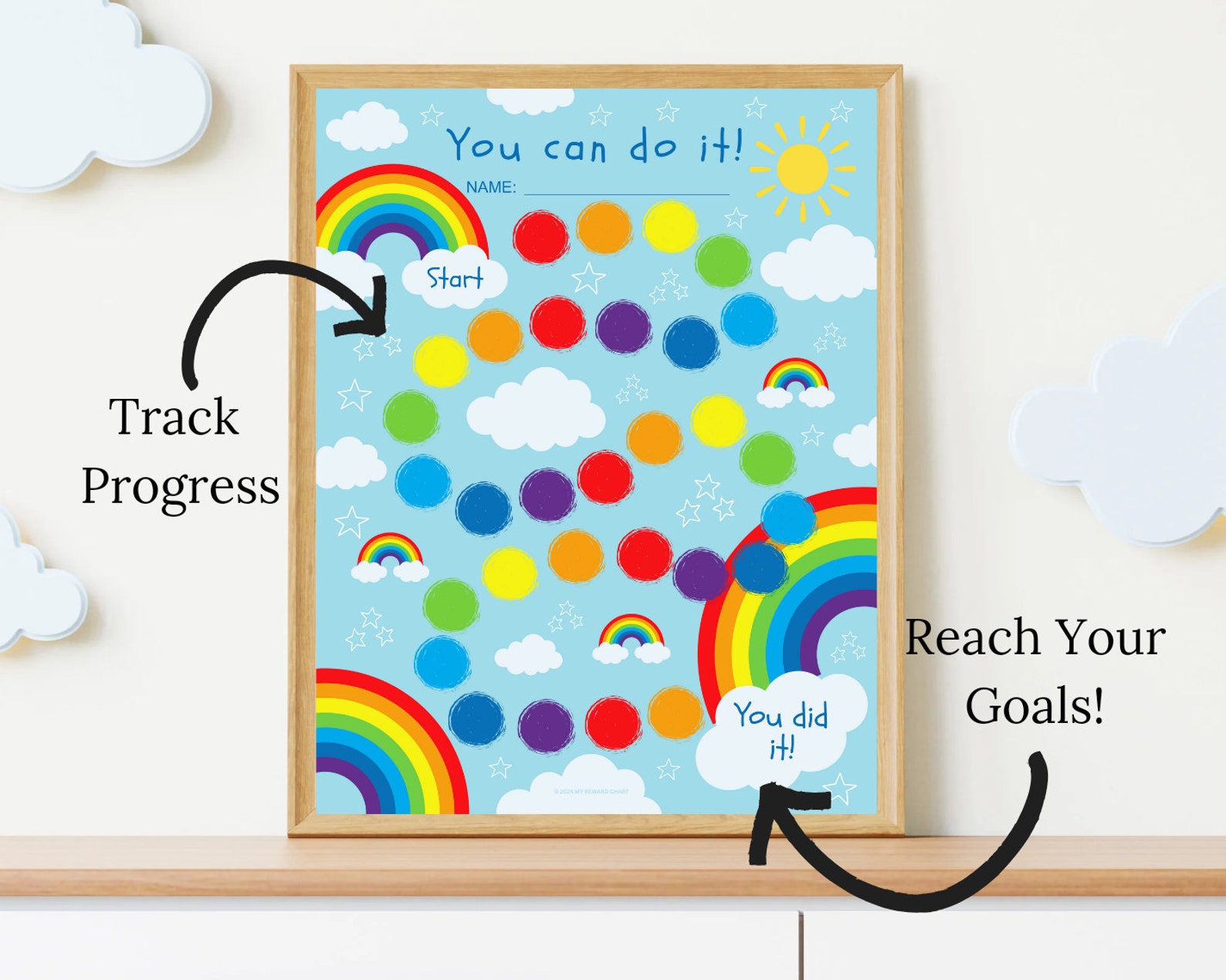 Rainbow Reward Chart Printable, Rainbow Potty Training Chart, Behavior ...
