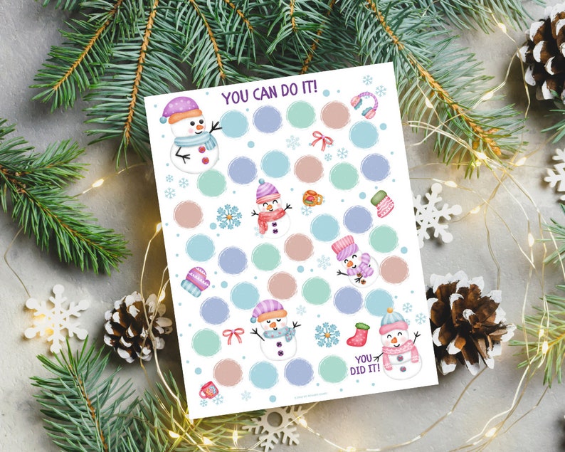 Printable Snowman Reward Chart: Christmas Potty Training (digital ...