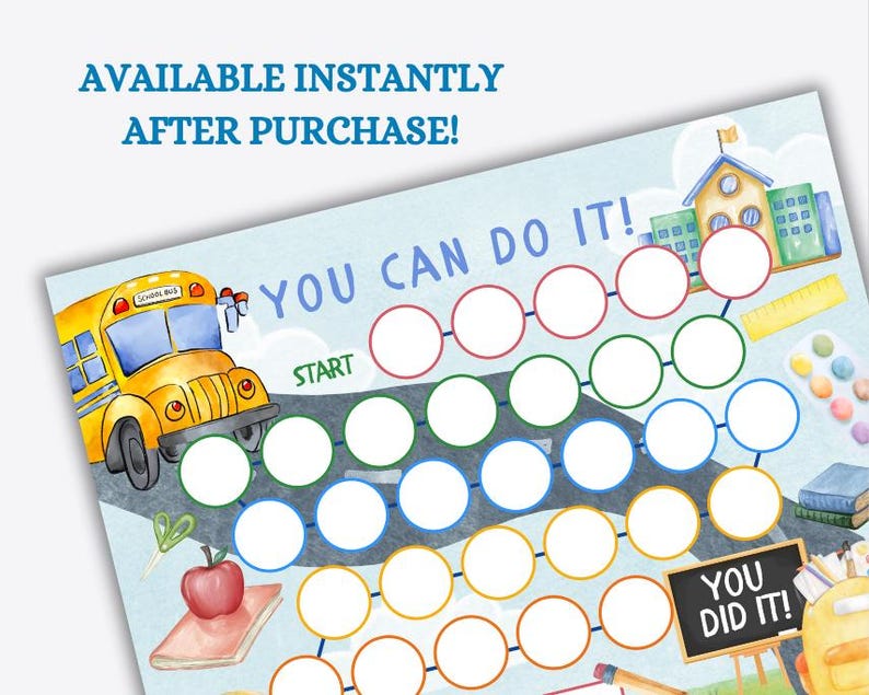 Printable School Reward Chart for Kids, Toddler Preschool, Classroom ...