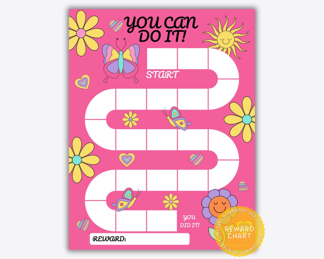 Printable Flower Reward Chart for Girls, Groovy Reward Chart, Pink ...