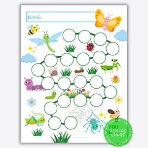 Bug Reward Chart: Kids Potty Training, Homeschool Activity (printable ...