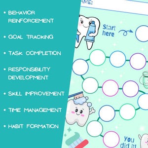 Reward Chart, Kids Brush Teeth Reward Sticker Chart, Behavior Tracker ...