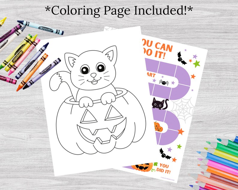 Halloween Reward Chart, Printable Kids Reward Chart, Cat Sticker Chart ...