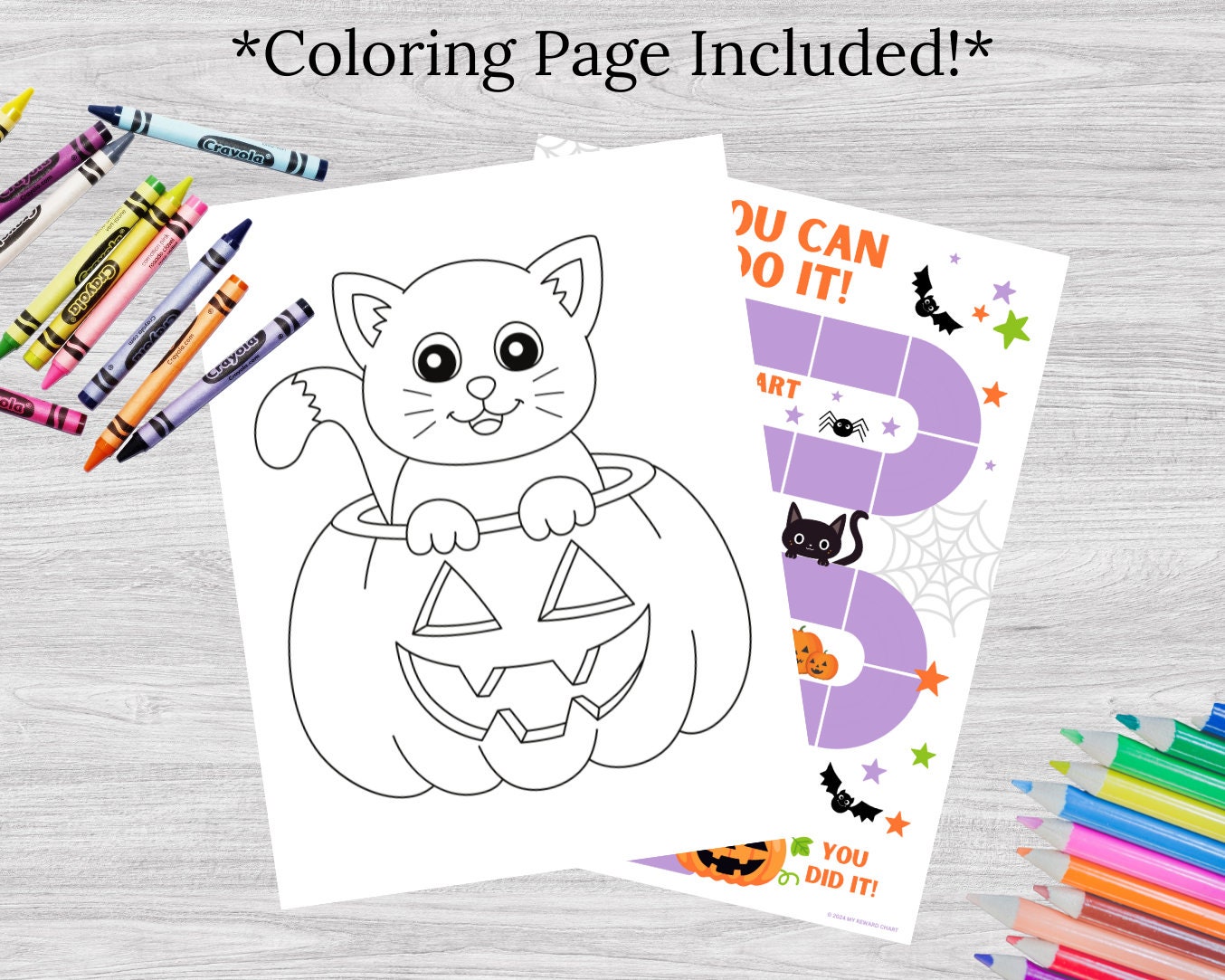 Halloween Reward Chart, Printable Kids Reward Chart, Cat Sticker Chart ...