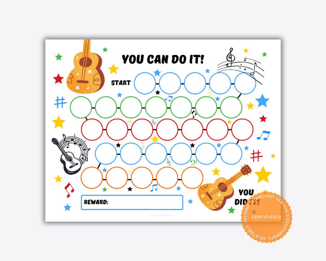 Guitar Reward Chart Printable, Guitar Practice Chart, Music Reward ...