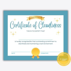 Clean Room Award, Cleanliness Certificate, Tidy Room Award, Kids ...