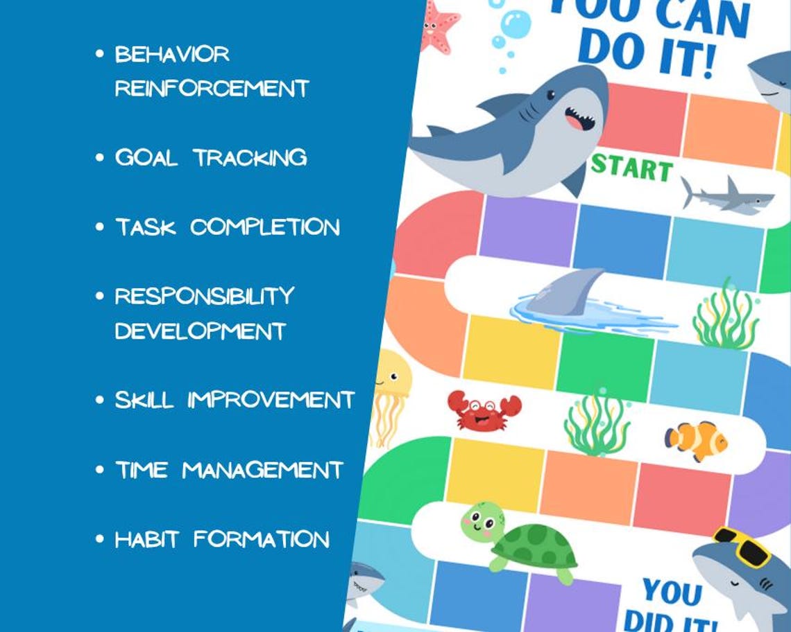 Shark Reward Chart: Ocean Theme, Potty Training, Behavior Tracker (PDF ...