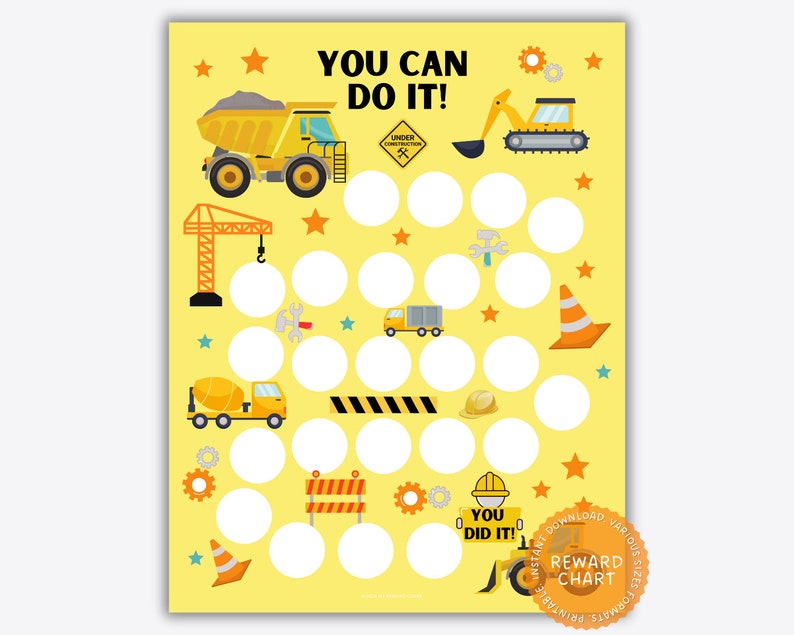 Construction Truck Reward Chart Printable, Potty Training Chart ...