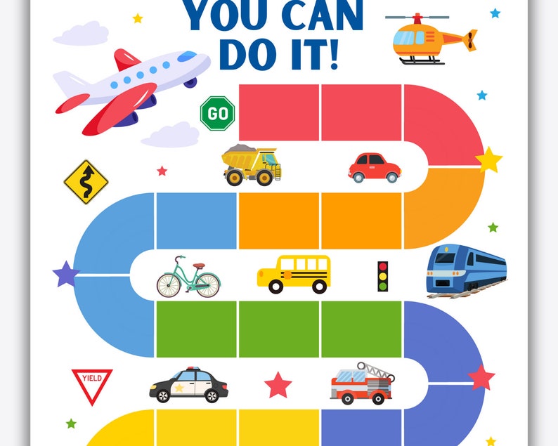 Vehicle Reward Chart Kids Printable, Kids Reward Chart, Potty Training ...